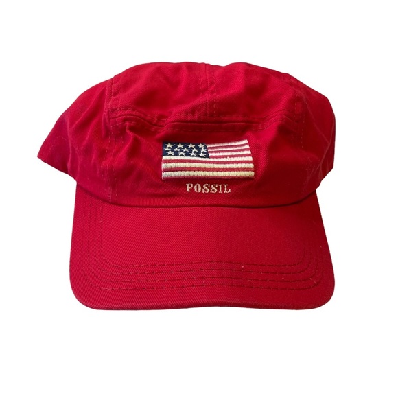 Fossil | Accessories | Fossil Usa American Flag Red Ballcap Hat | Poshmark